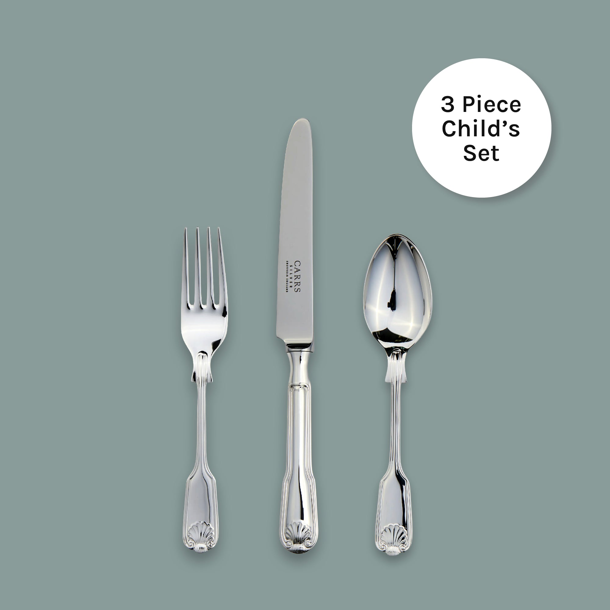 Fiddle Thread & Shell Cutlery 3 Piece Child's Set – Carrs Silver