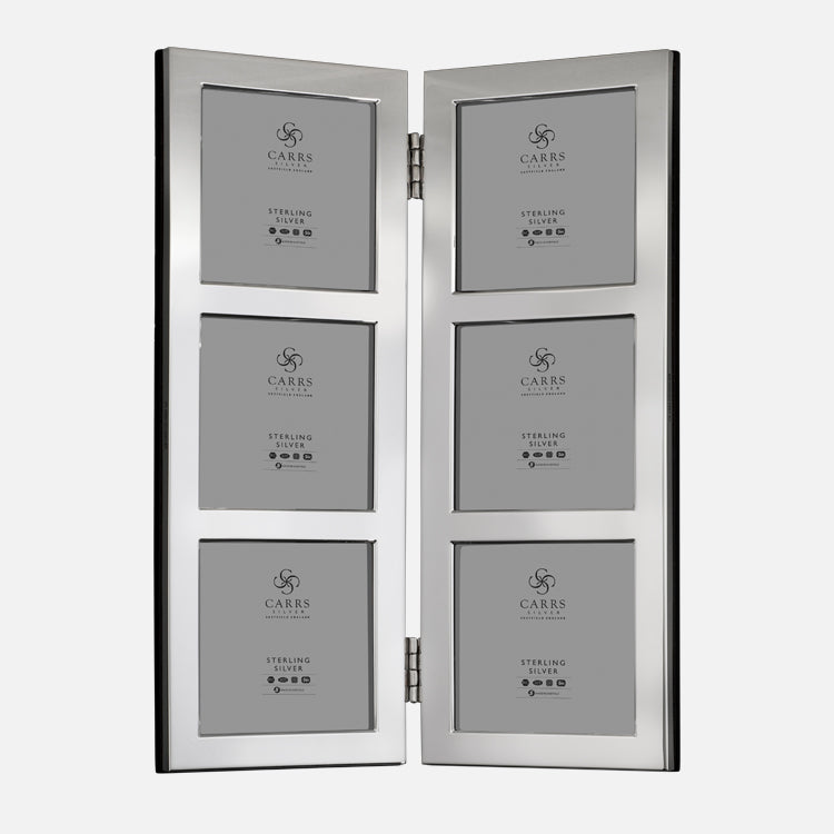 Double Multi Aperture Photo Frame Wood Back Sterling Silver | Carrs Silver