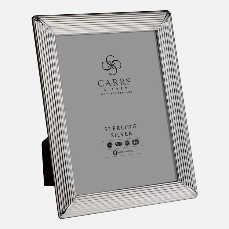 Fluted Photo Frame Wood Back Sterling Silver | Carrs Silver