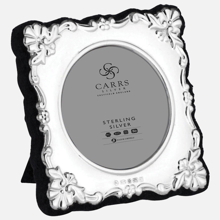 Traditional Photo Frame 2" Grey Velvet Back Sterling Silver | Carrs Silver