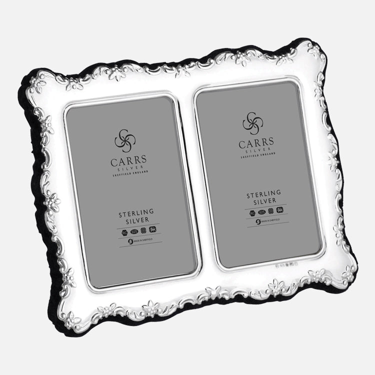 Traditional Photo Frame Grey Velvet Back Sterling Silver | Carrs Silver